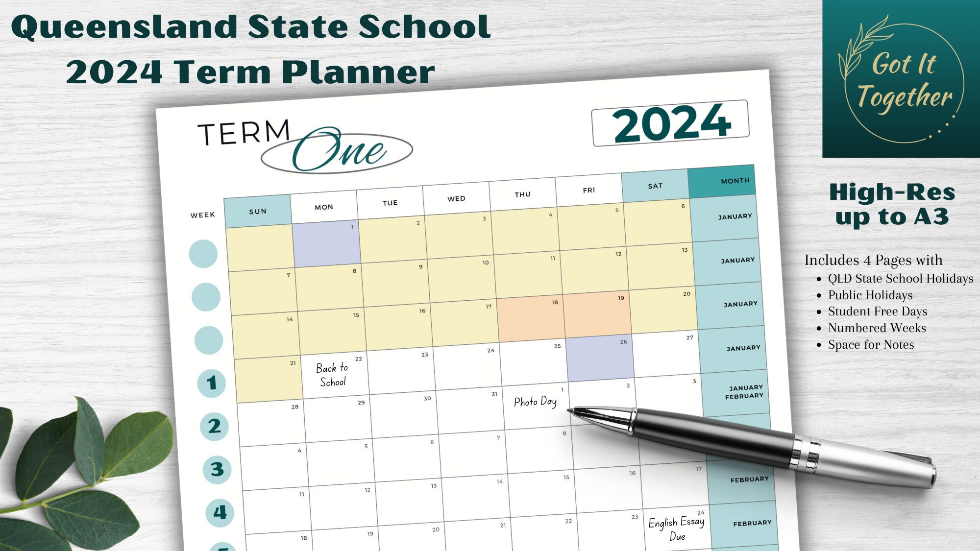Queensland School Term Planner for 2024 With All Holidays Marked ...