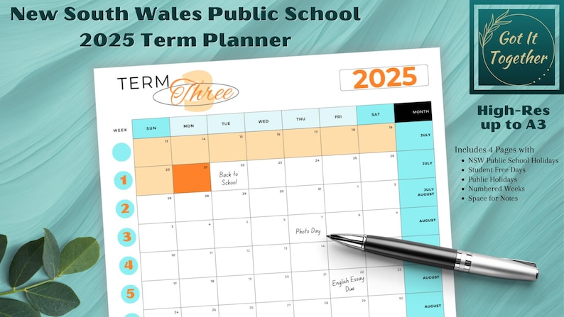 New South Wales 2025 School Term Planner With All Holidays Marked ...