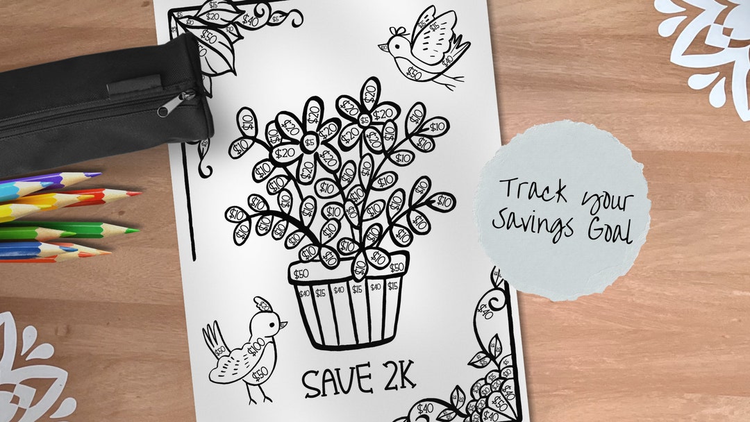 Save 2k While Colouring in Your Savings Tracking Chart | Printable ...