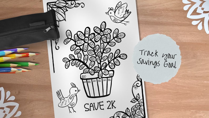 Save 2k While Colouring in Your Savings Tracking Chart | Printable ...