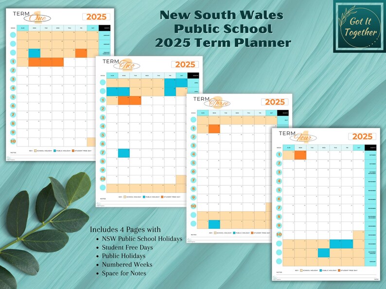 New South Wales 2025 School Term Planner With All Holidays Marked ...