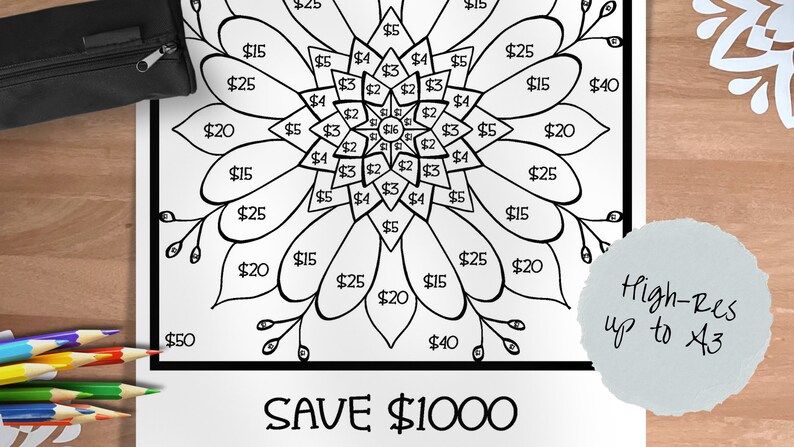 1k Flower Mandala Savings Tracker | Colour in and Track Progress ...