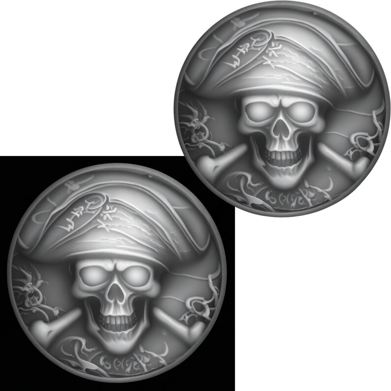 Pirate Skeleton Coin | PNG | 3d Embossing Files | Fiber Laser Engraving ...