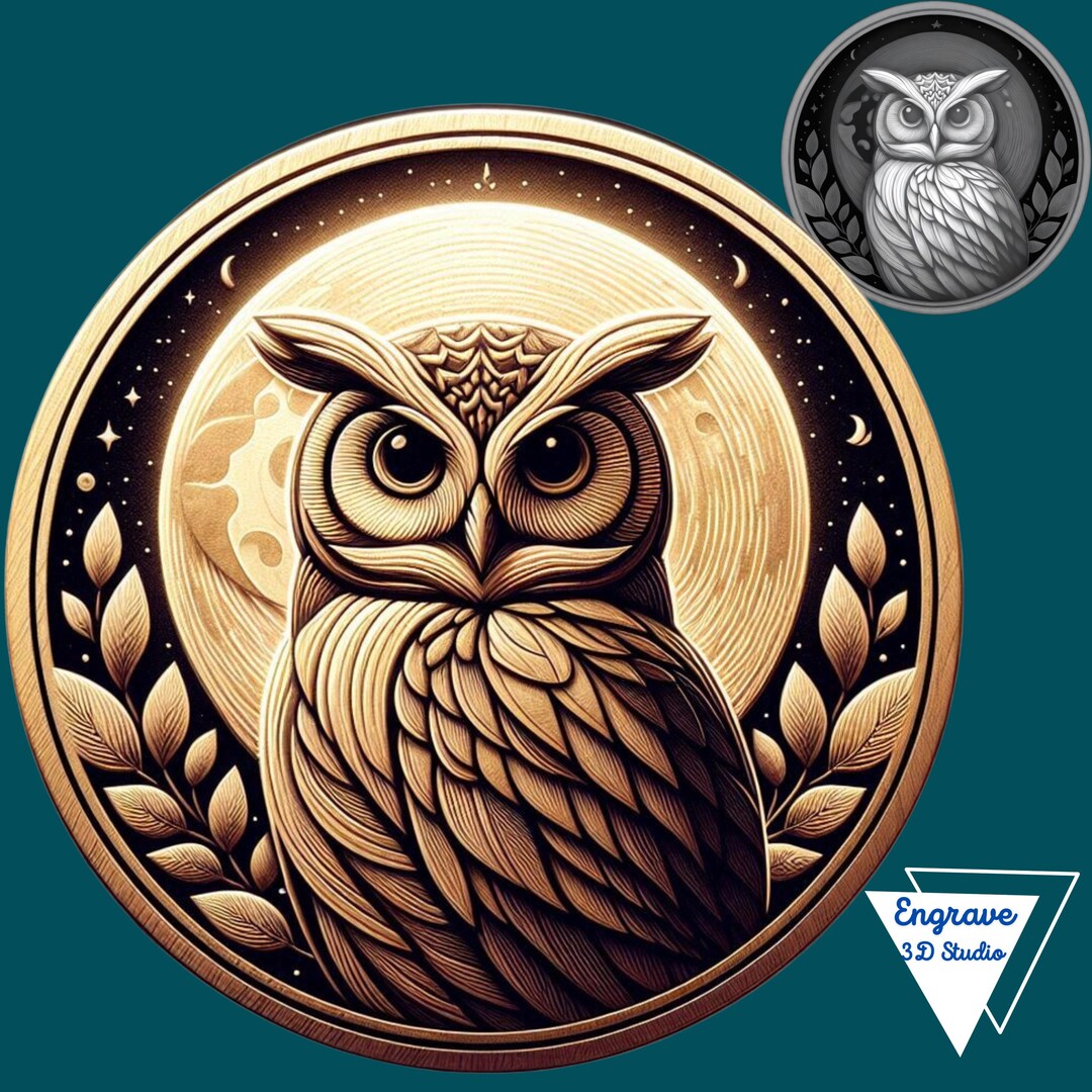 Owl Depth Map Laser PNG 3D Illusion Laser Ready File wood Engrave ...