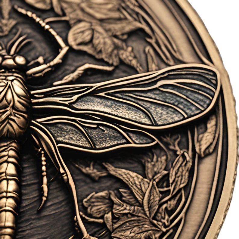 Dragon Fly Coin Depth Map Heigh Map3d Laser Engrave Xtool Stl File ...