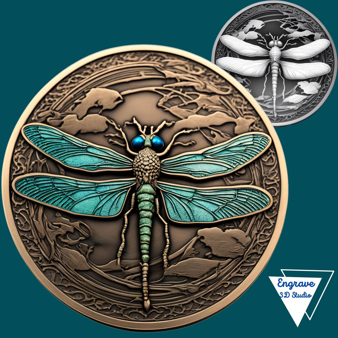 Dragonfly 3D Relief STL File | Embossing | Depth, Height Map | Resin ...