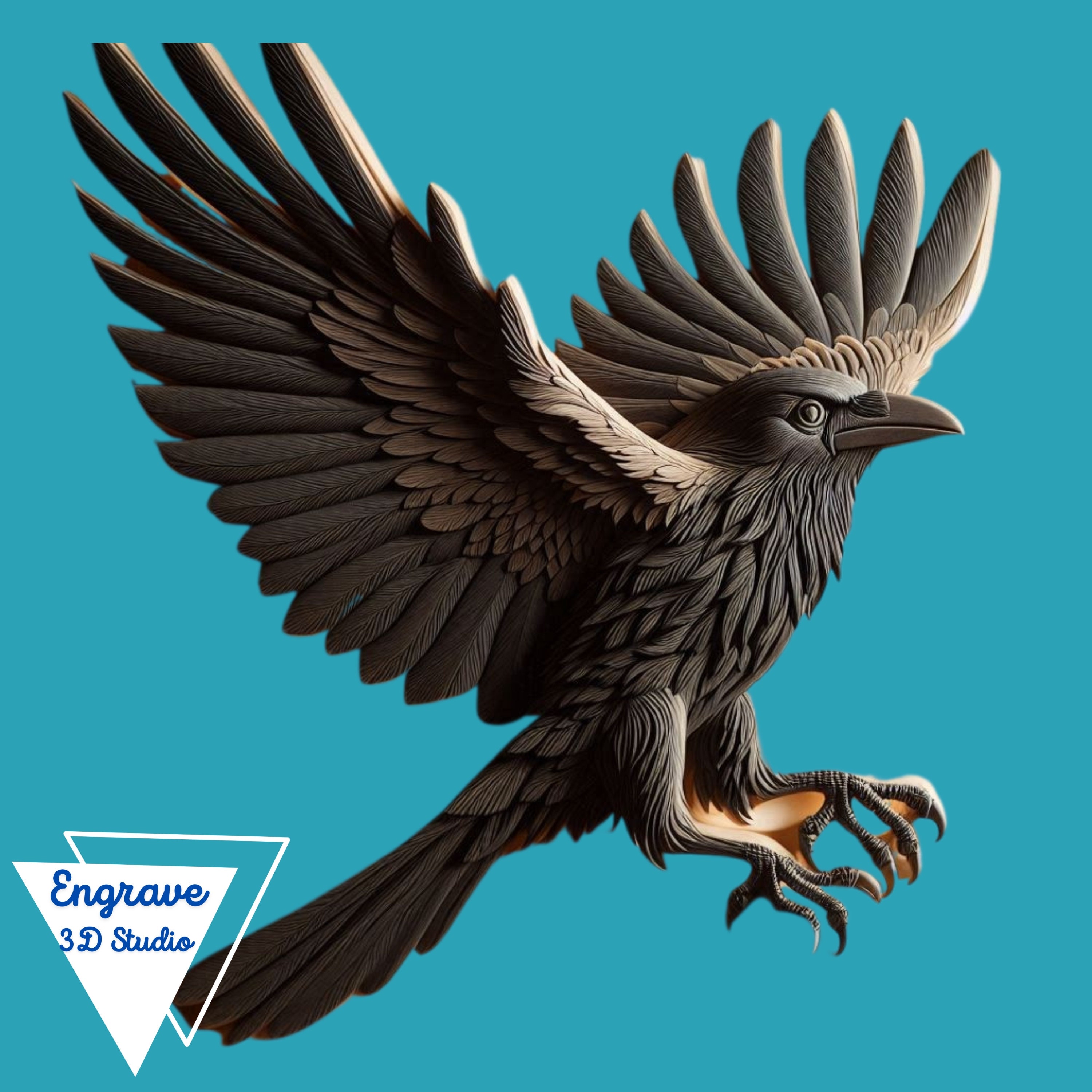 Raven 3D Laser Engrave|depth Map | Height Map | 3D Laser Engraving ...