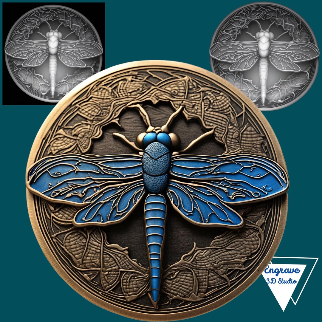 Dragonfly 3D Depth Map: Laser Engraving Files for Glowforge/xtool (PNG ...
