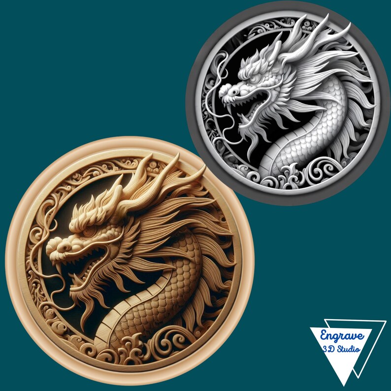 Dragon Coin Depth Map | Height Map | 3D Laser Engrave|xtool |3d ...
