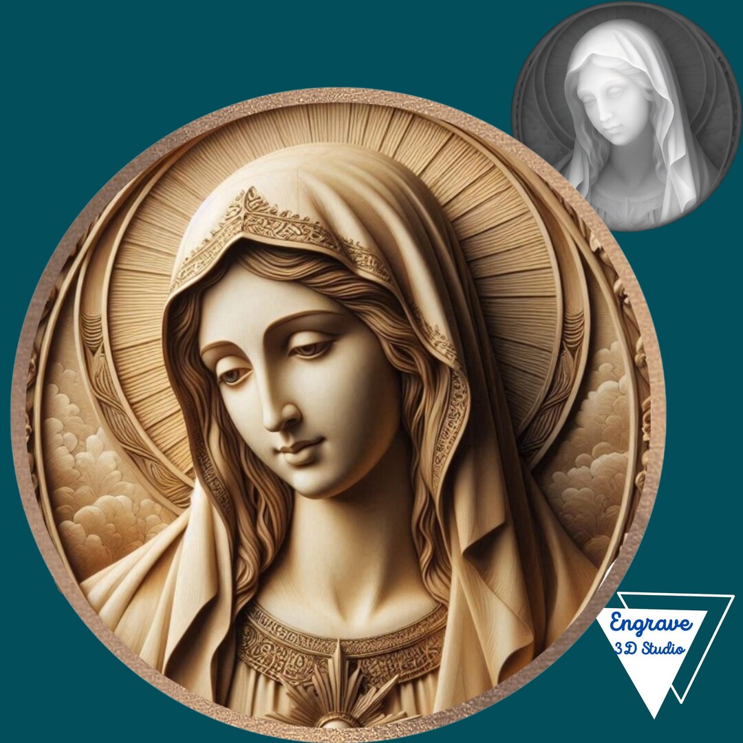 Virgin Mary 3D Relief STL File | Embossing | Depth, Height Map | Resin ...