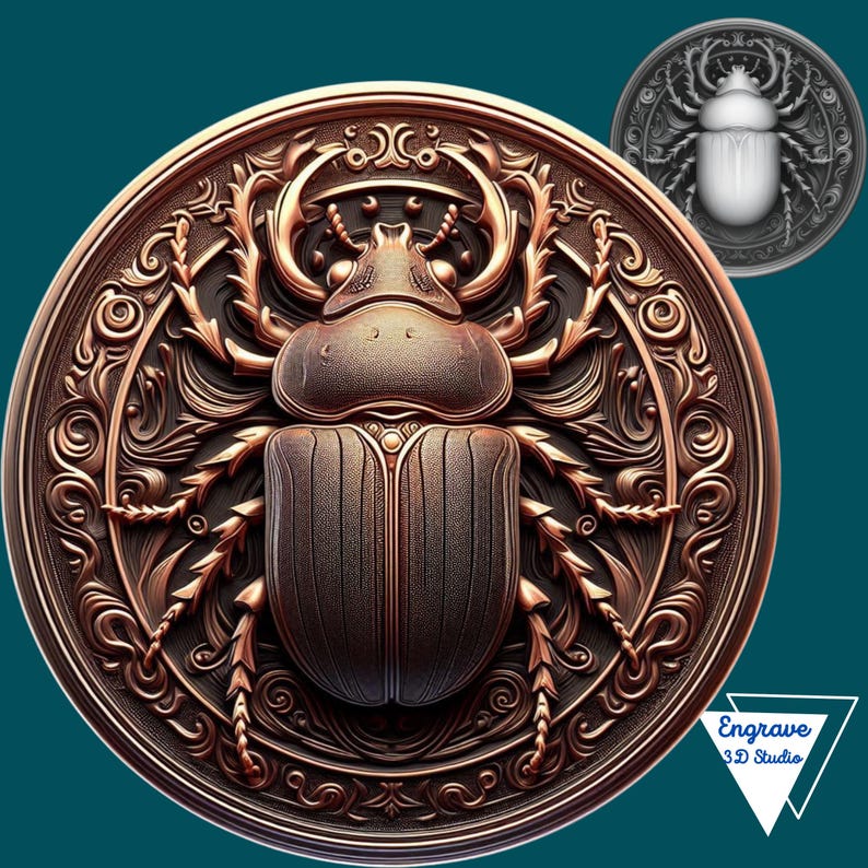 Scarab 3D Laser File | Coin Depth Map | PNG | Depth Engraving | High ...