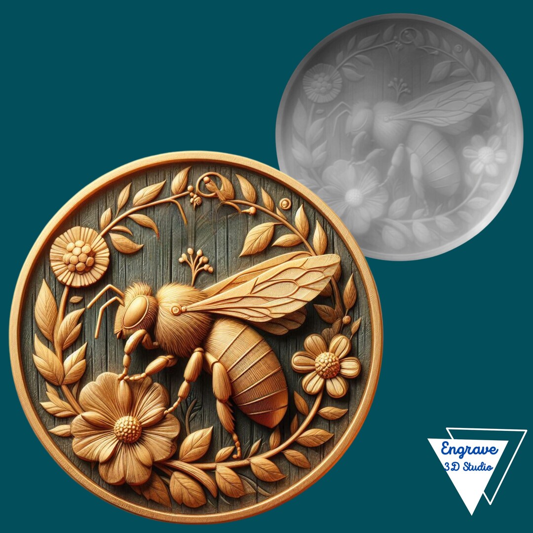Bee 3D Illusion Depth Map Laser Burn PNG Laser Ready Filewood Engrave ...