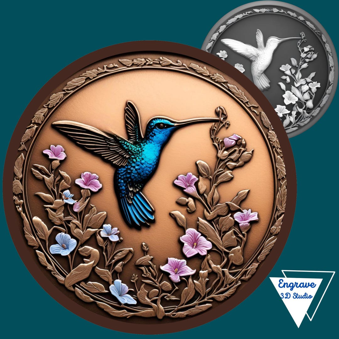 Hummingbird 3D Laser Engraving File: Depth Map, PNG, SVG (glowforge ...