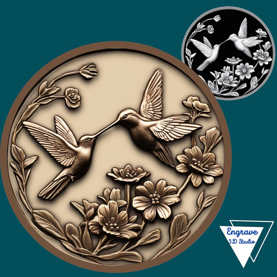 Hummingbirds Coin Depth Map| Height Map | 3D Laser Engrave | Xtool ...