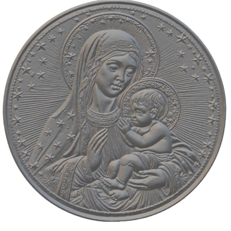 Virgin Mary | Jesus 3D Relief STL File | Embossing | Depth, Height Map ...