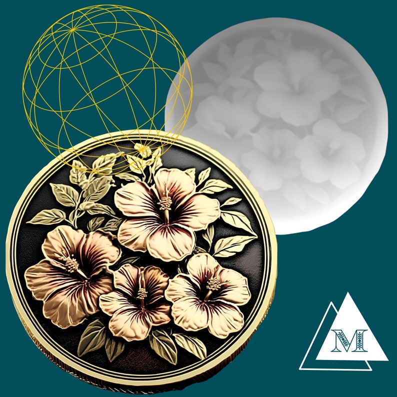 Hibiscus Flowerscoin Depth Map Heigh Map 3d Laser Engraved Xtool stl ...