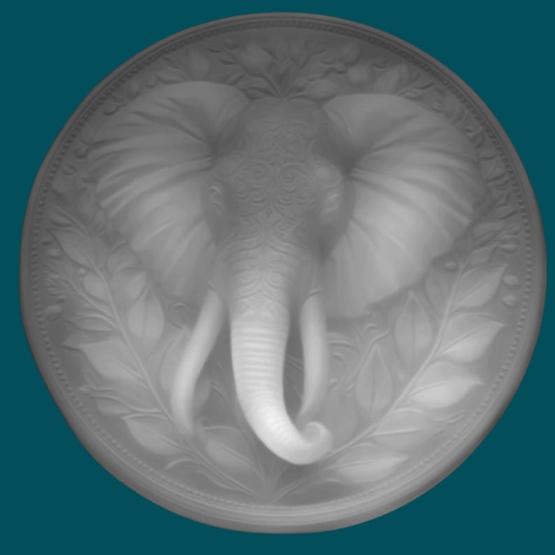 Elephant 3D Laser File Depth Map Height Map PNG File Depth Engraving ...