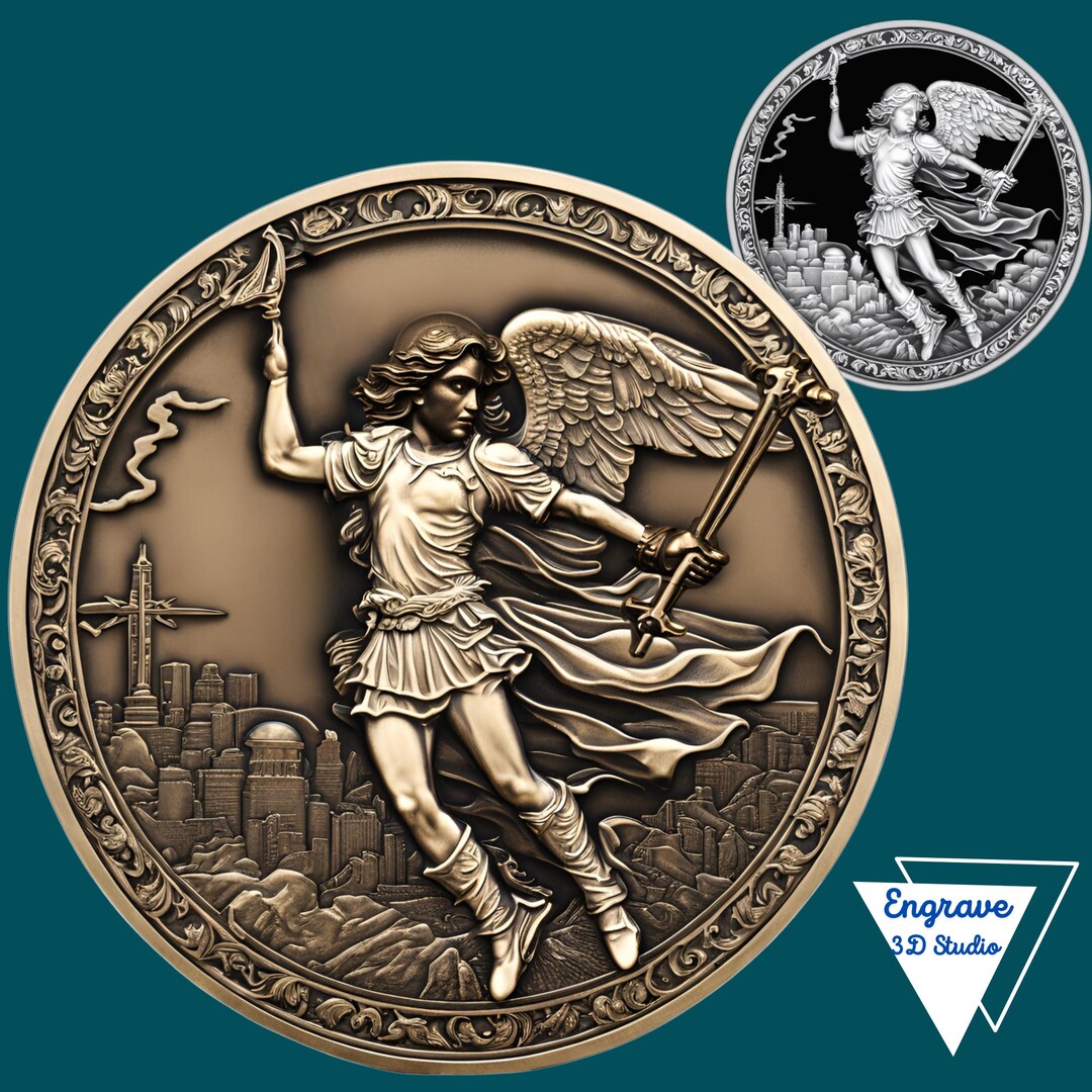 Archangel Michael 3D Relief STL File | Embossing | Depth, Height Map ...