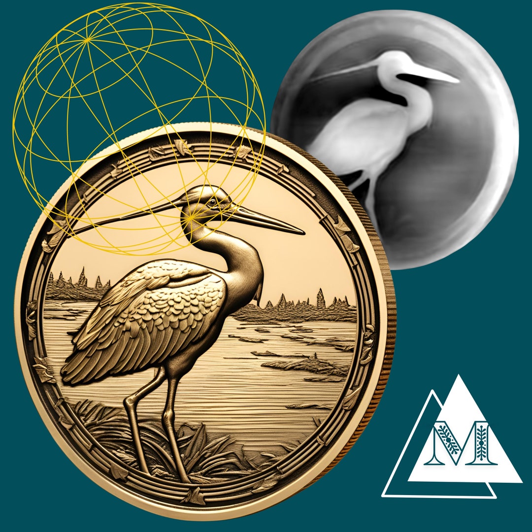 Stork Bird Coin Depth Map Heigh Map 3D Laser Engravextoolstl File ...