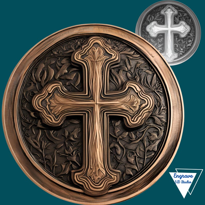 Crucifix Jesus Coin Depth Map | Height Map | 3D Laser Engraving | Xtool ...