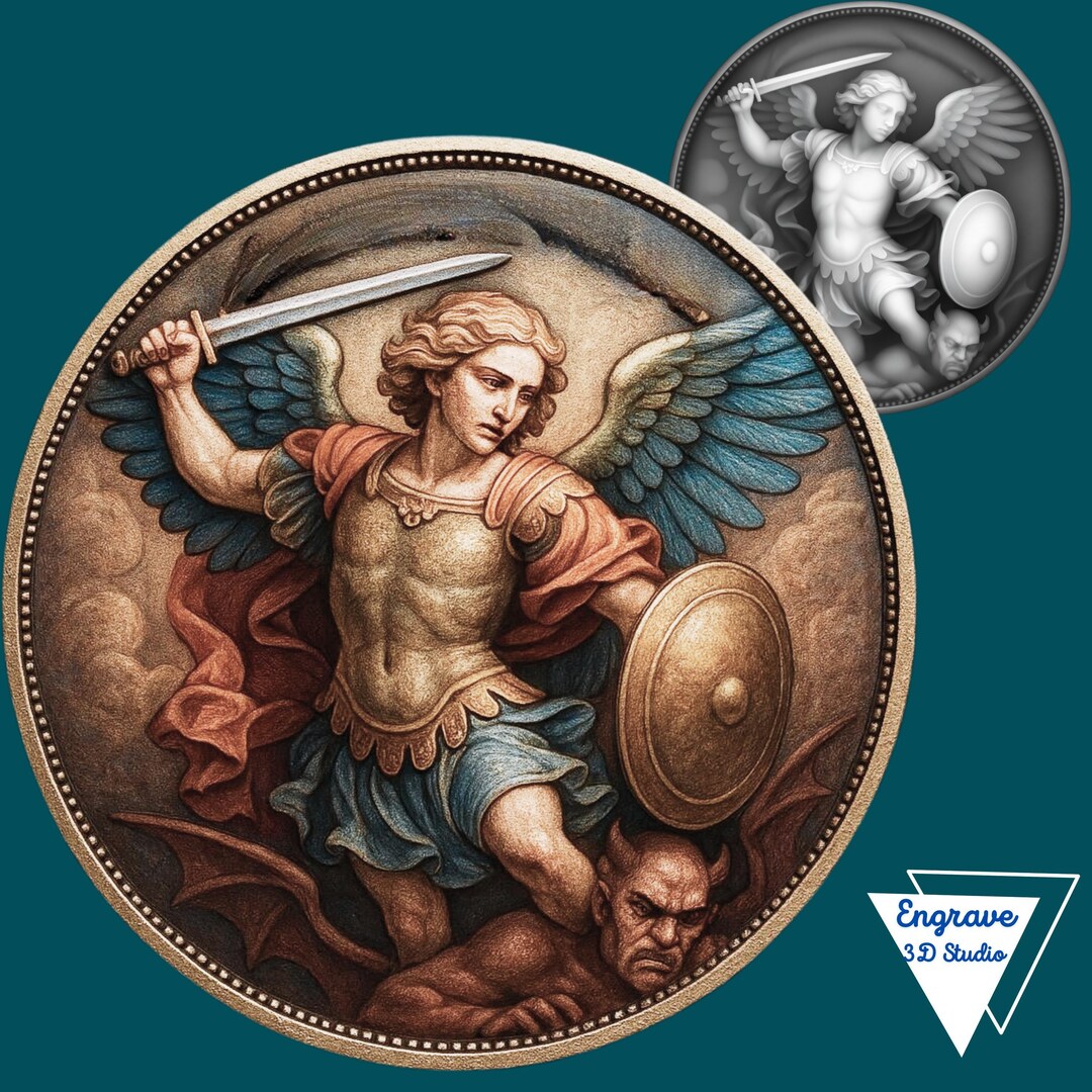 Archangel Michael 3D Relief STL File | Embossing | Depth, Height Map ...