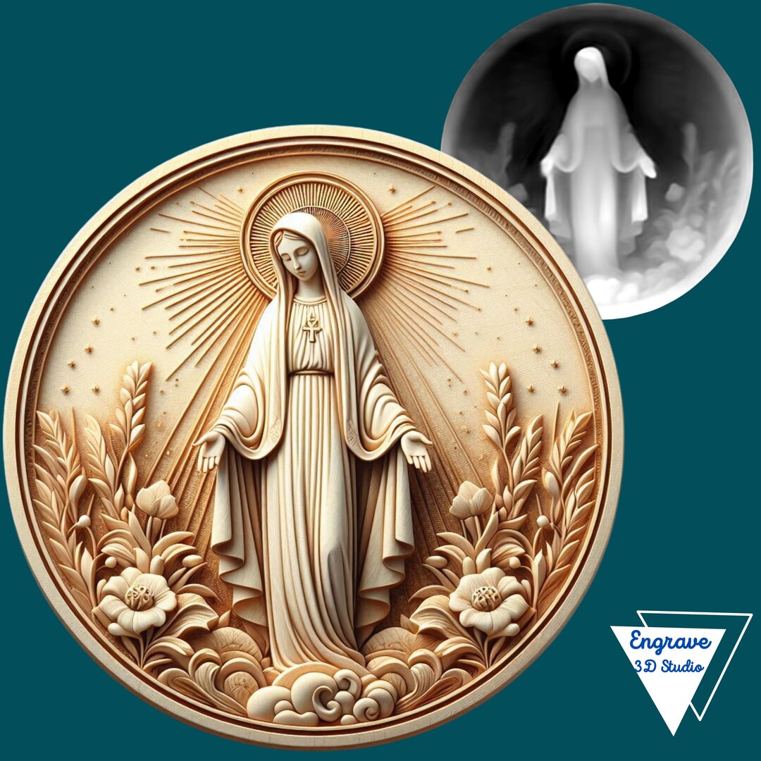 Our Lady of Grace 3D Illusion Depth Map Laser Burn PNG Laser Ready ...