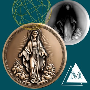 Virgin Mary Coin Depth Mapheigh Map3d Laser Engraved Xtool Stl Fileour ...