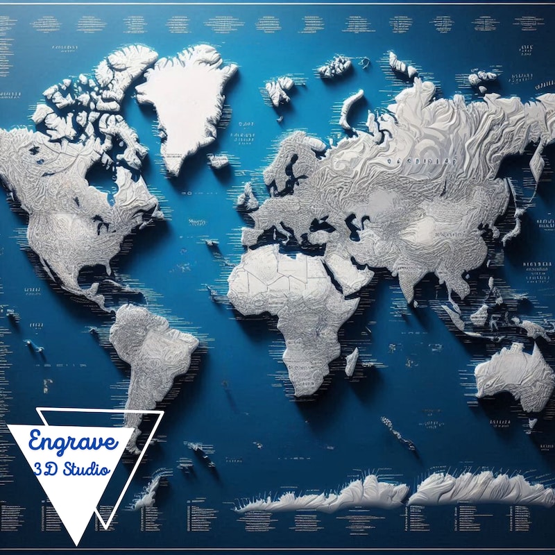 Grayscale World Map - Etsy