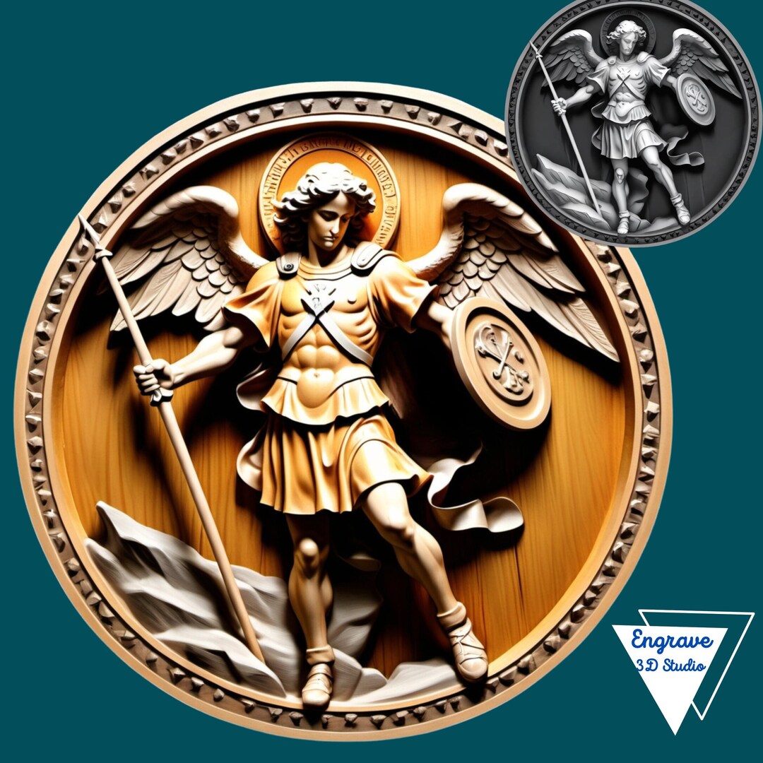Archangel Michael 3D Relief STL File | Embossing | Depth, Height Map ...