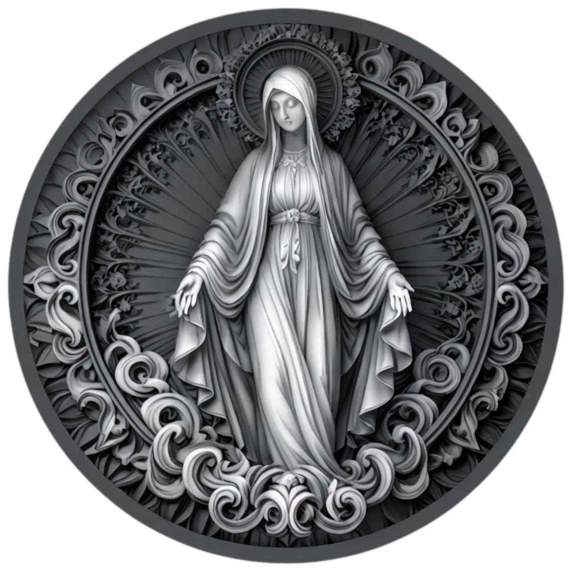 Our Lady of Grace 3D Laser Cut | Depth Map | Height Map | Engraving ...