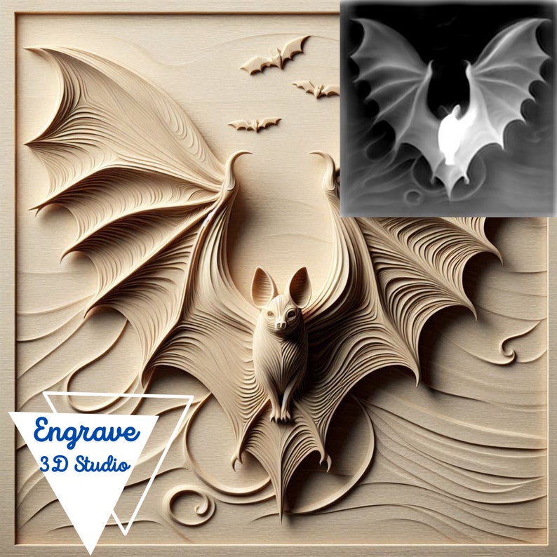 A Bat 3d Illusion Laser Engraving xtool stl File lightburn art ...