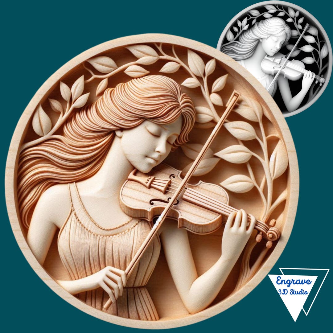 Violinist Coin Depth Map: 3D Illusion Laser File (PNG, SVG, PDF) - Etsy