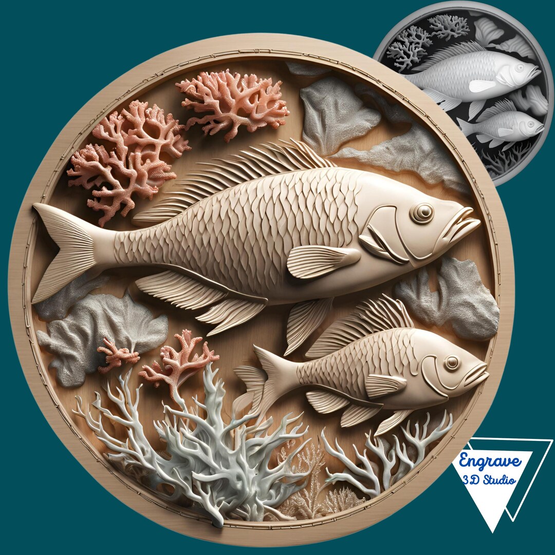Coral Reef Fish 3D Laser Engrave Depth Map (PNG, SVG, PDF) - Etsy