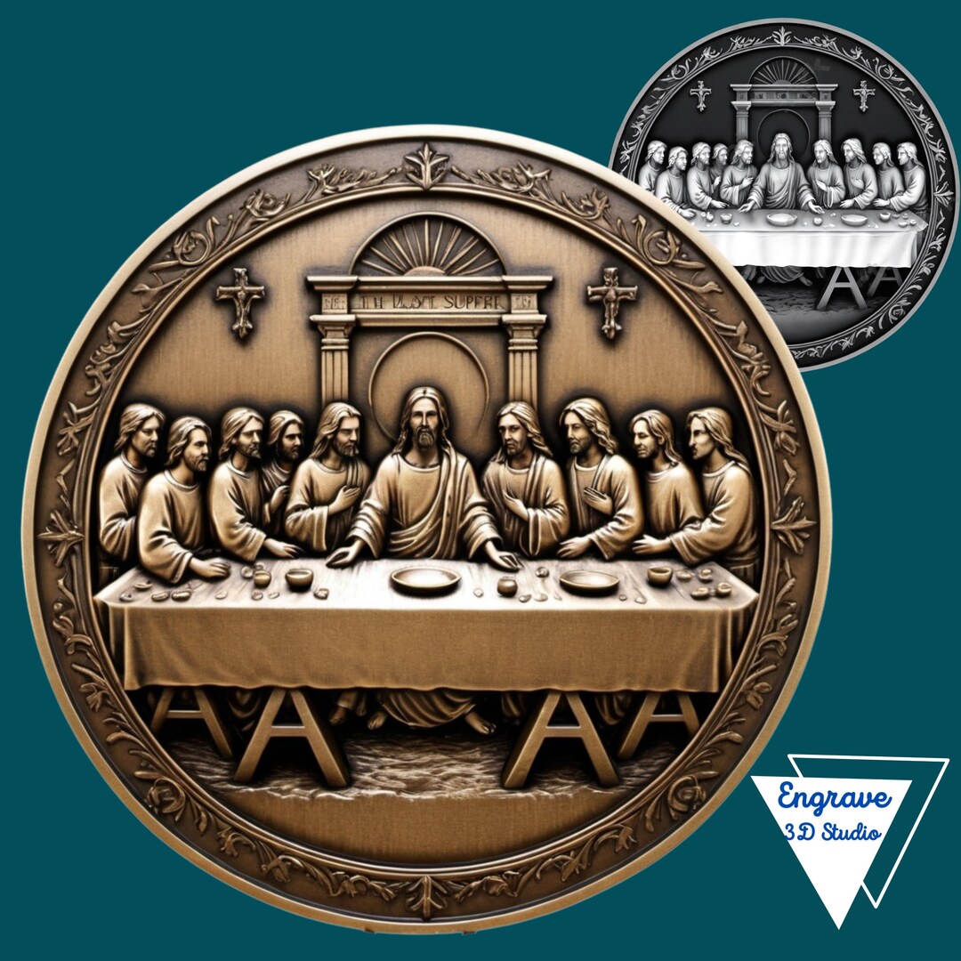 The Last Supper Coin Depth Map: STL File, 3D Laser Engrave File ...