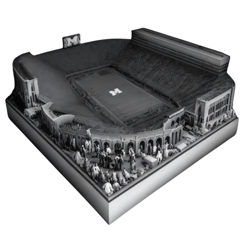 Michigan Stadium 3D Relief STL File | Embossing | Depth, Height Map ...