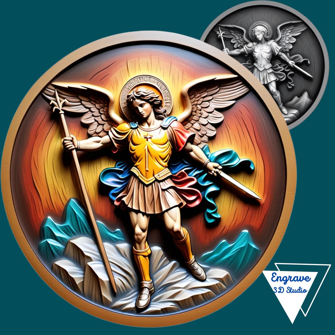 Archangel Michael 3D Laser Engraving File: Depth Map, PNG, SVG (digital ...