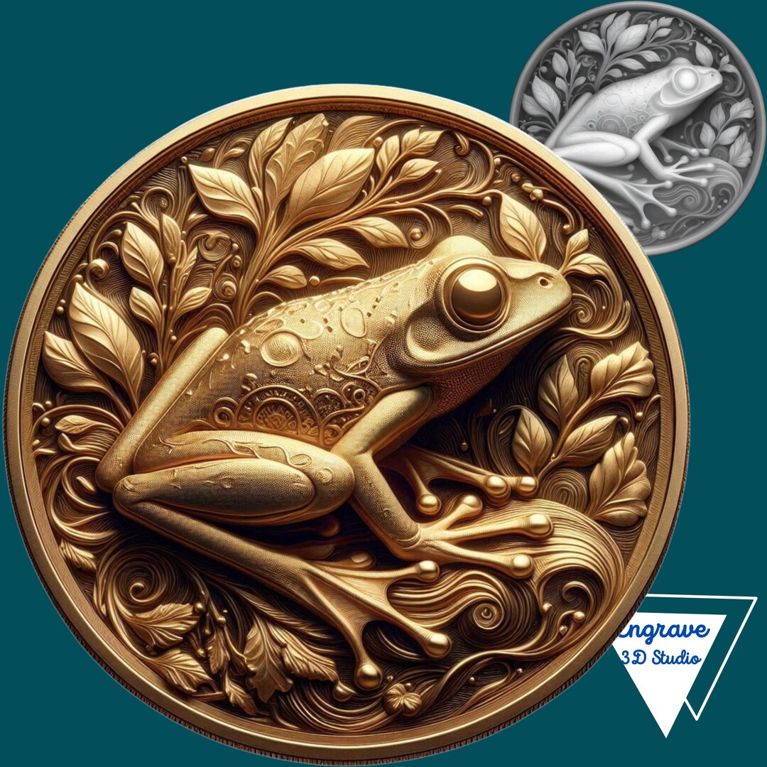 3D Frog Laser Engraving File: Depth Map, Glowforge, Xtool (PNG, SVG ...