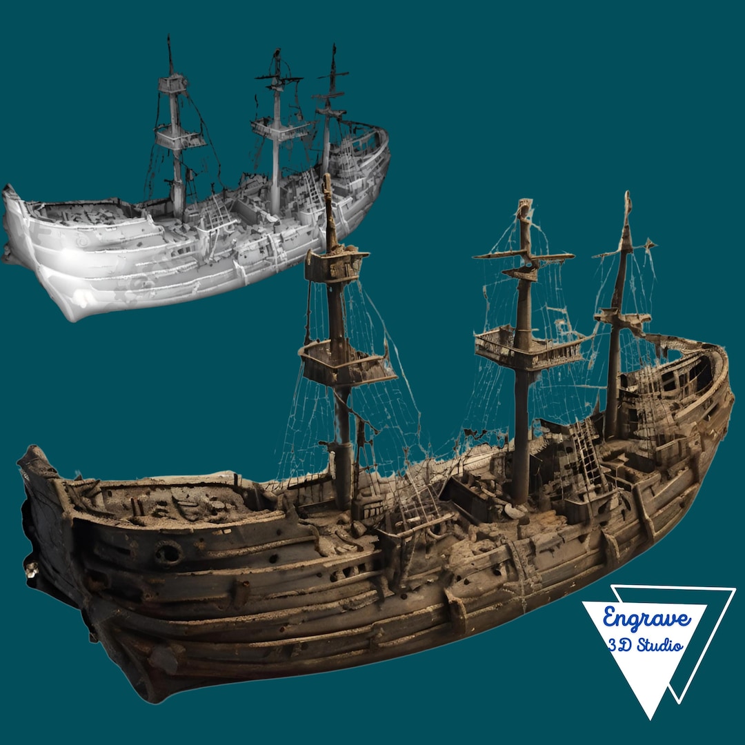 Shipwreck Underwater Sunken Ship 3d Laser Engraved xtool lightburn 3d ...