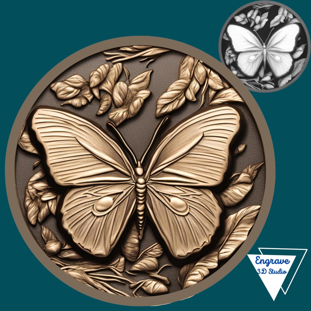 Butterfly 3D STL File: Laser Engrave Depth Map (digital Download) - Etsy