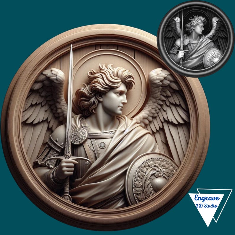 Archangel Michael 3D Laser File | Depth Map | Xtool | Png|lightburn ...