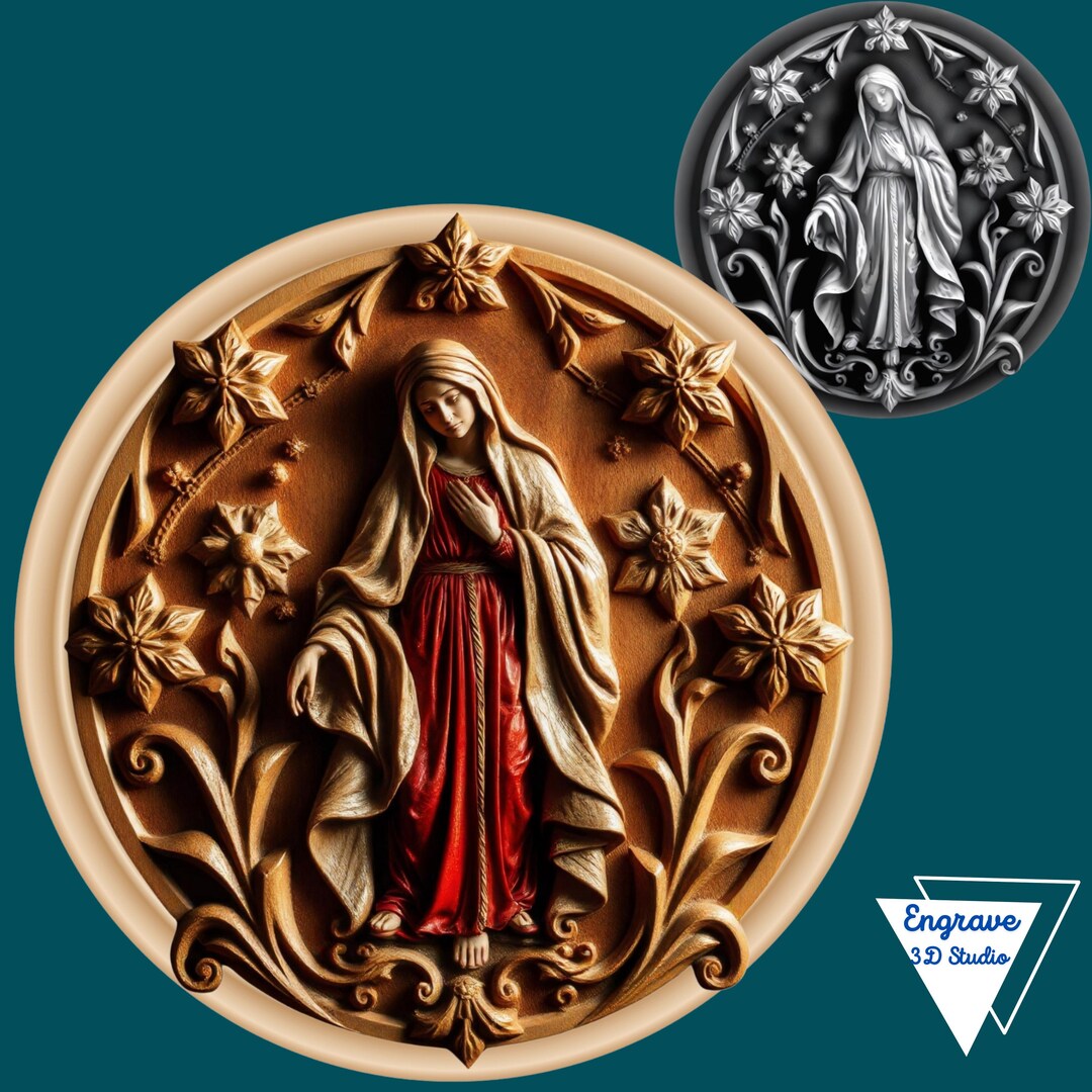 Virgin Mary 3D Laser Engraving File: Depth/height Map (digital Download ...