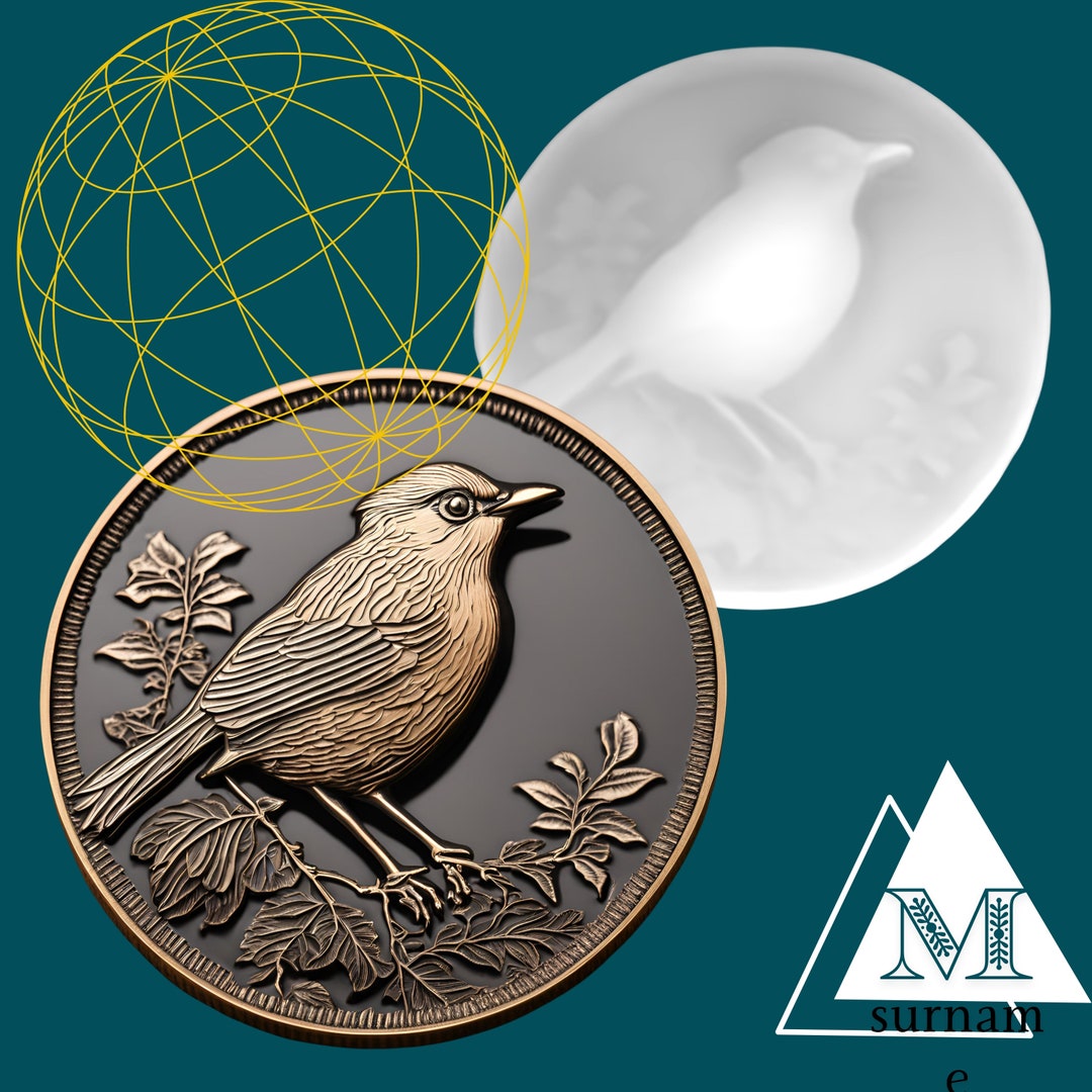 Bulbul Bird Coin Depth Mapheigh Map 3D Laser Engrave xtool stl File ...