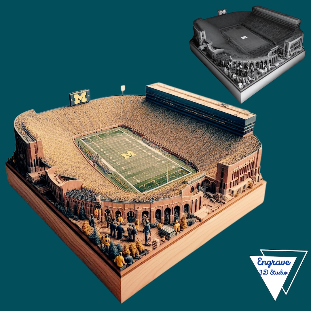 Michigan Stadium Laser Cut File: 3D Engraving, Depth & Height Maps (PNG ...