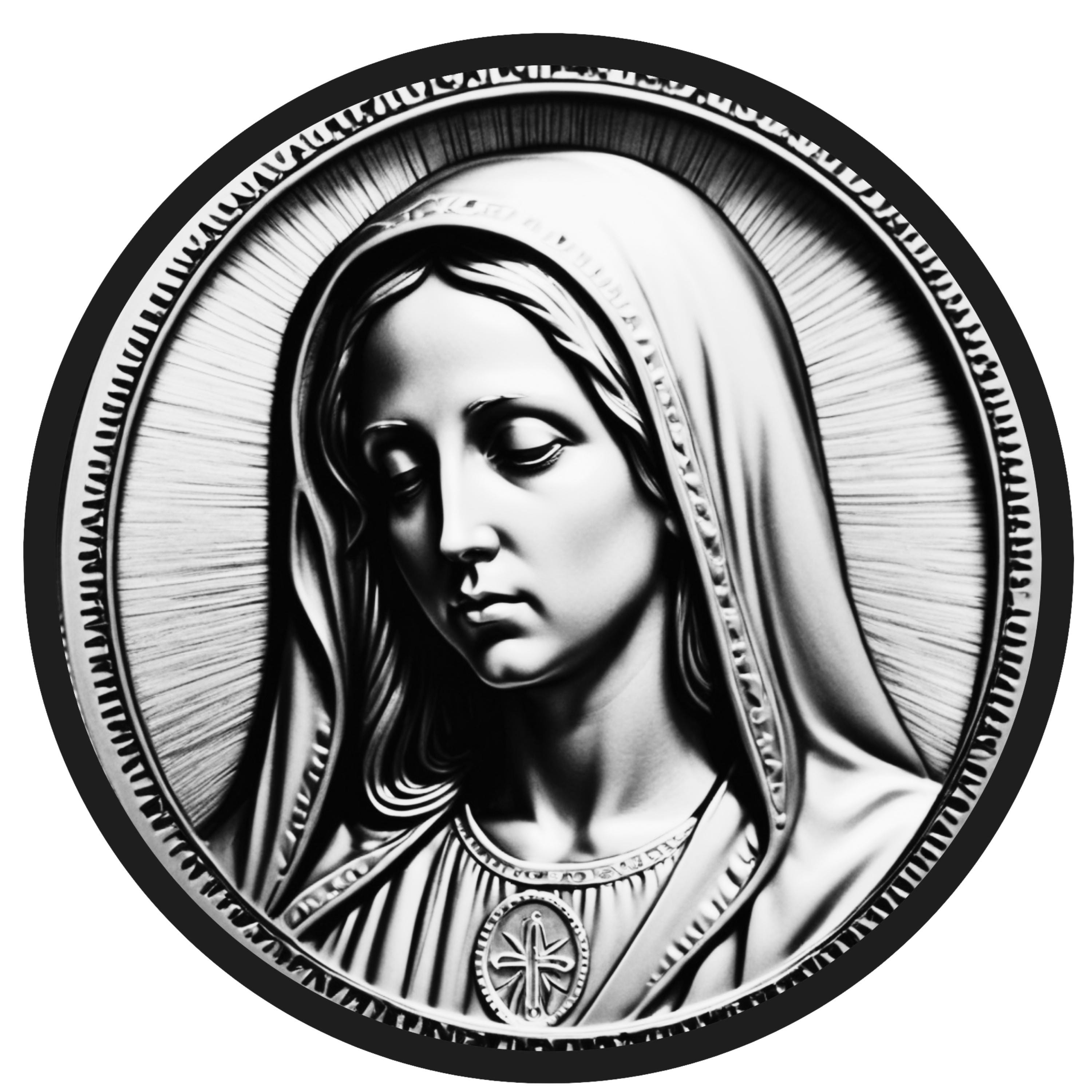Virgin Mary Coin Laser File: 3D Engrave Depth Map (PNG, SVG, PDF) - Etsy