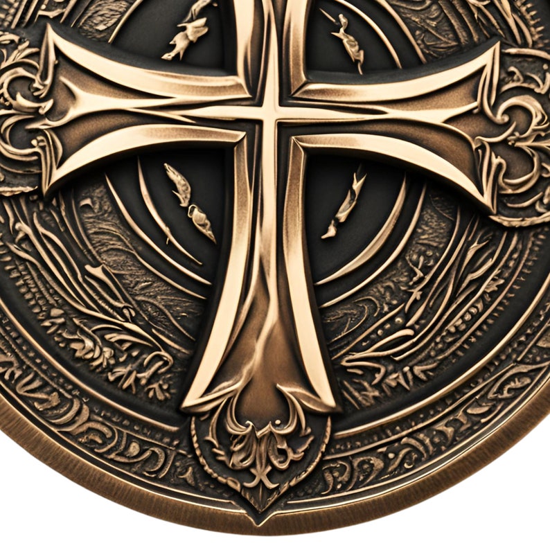 Cross Coin Depth Map Heigh Map 3D Laser Engrave Xtool Stl File PNG File ...