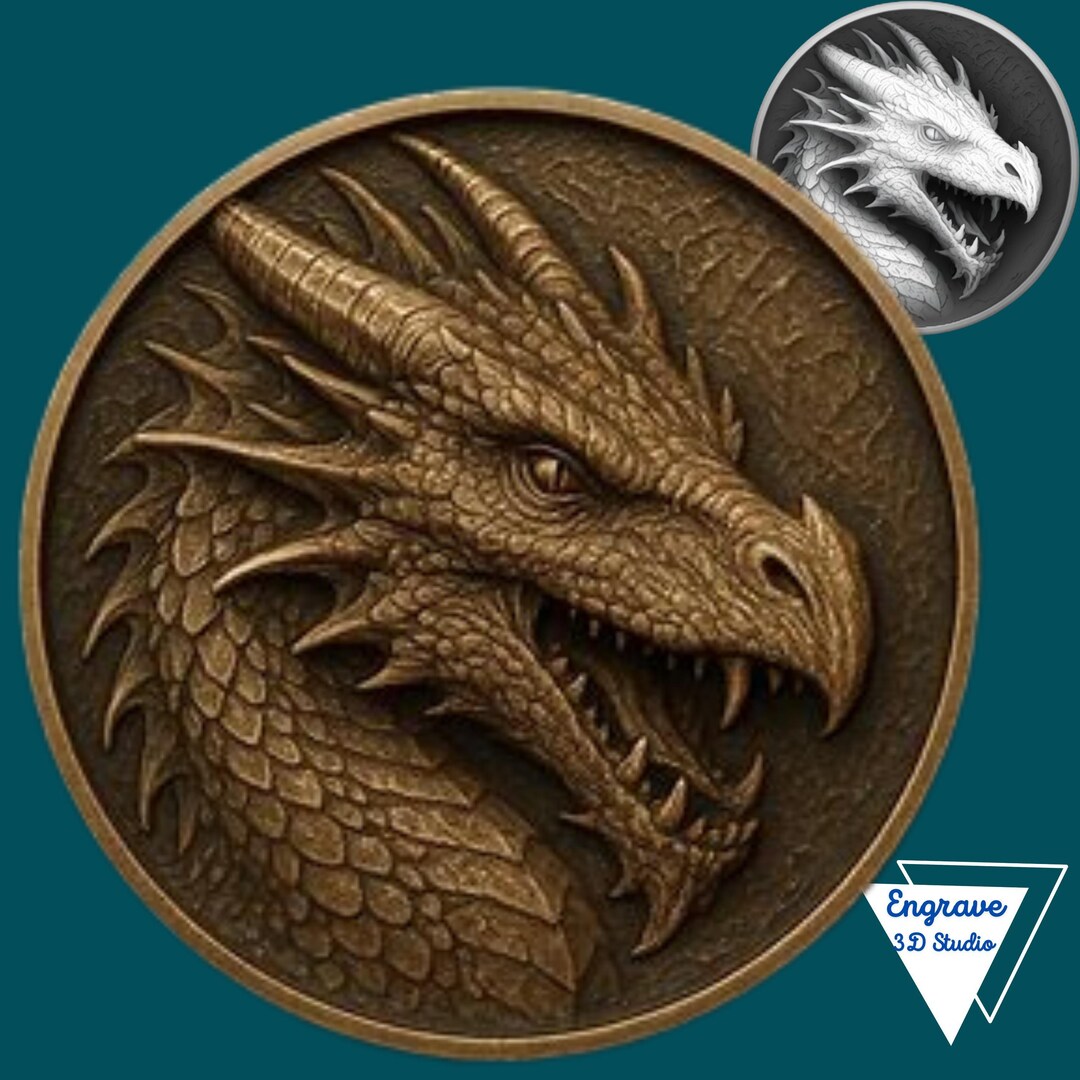 Dragon 3D Relief STL File | Embossing | Depth, Height Map | CNC | Resin ...