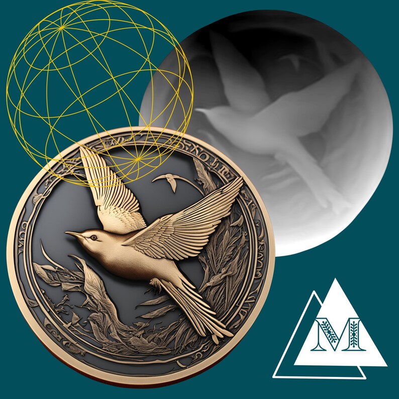 Bulbul Bird Coin Depth Mapheigh Map3d Laser Engrave Xtool Stl File ...