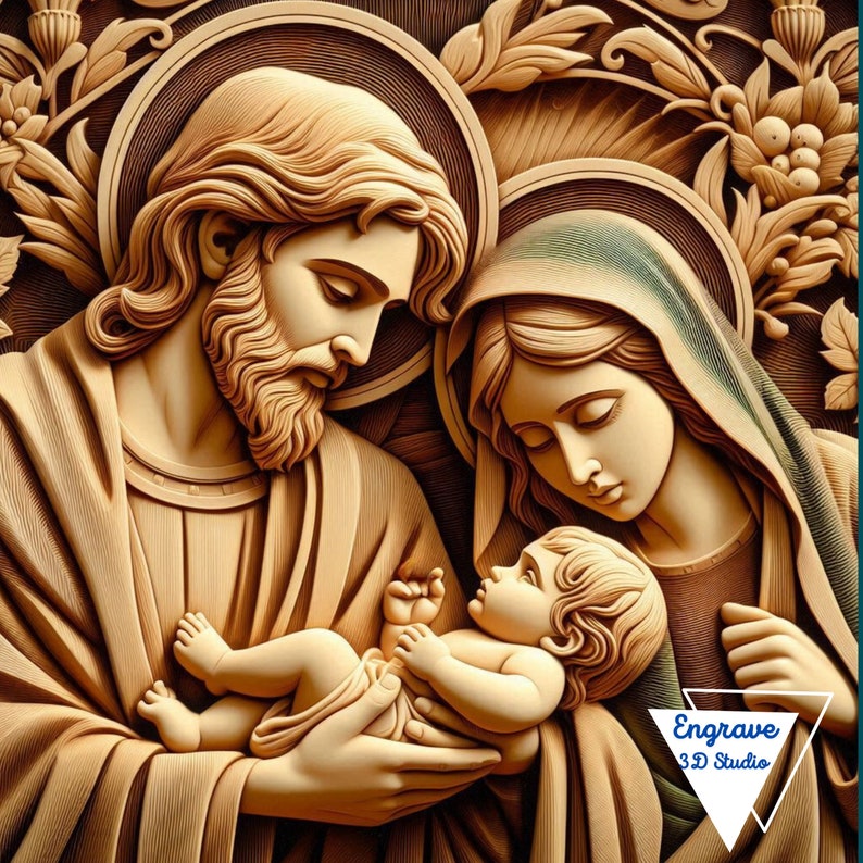 Saint Mary, Joseph and Baby Jesus 3D Laser Engraving File Depth Map ...