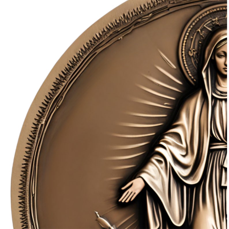 Virgin Mary Coin Depth Mapheigh Map3d Laser Engraved Xtool Stl Fileour ...