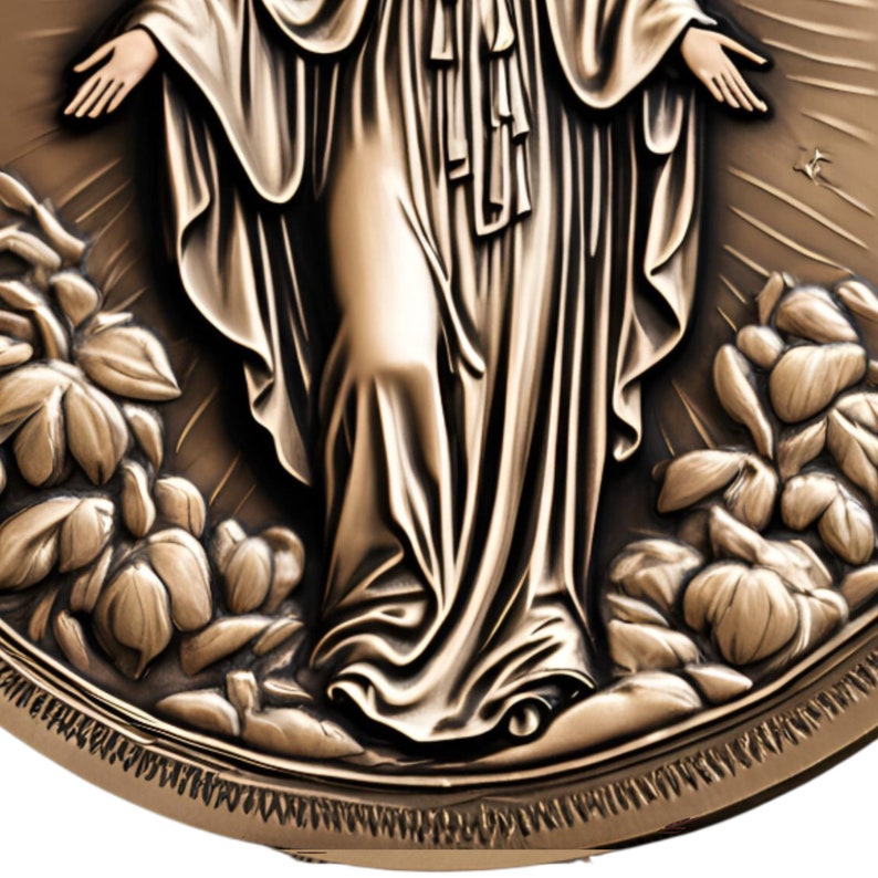 Virgin Mary Coin Depth Mapheigh Map3d Laser Engraved Xtool Stl Fileour ...